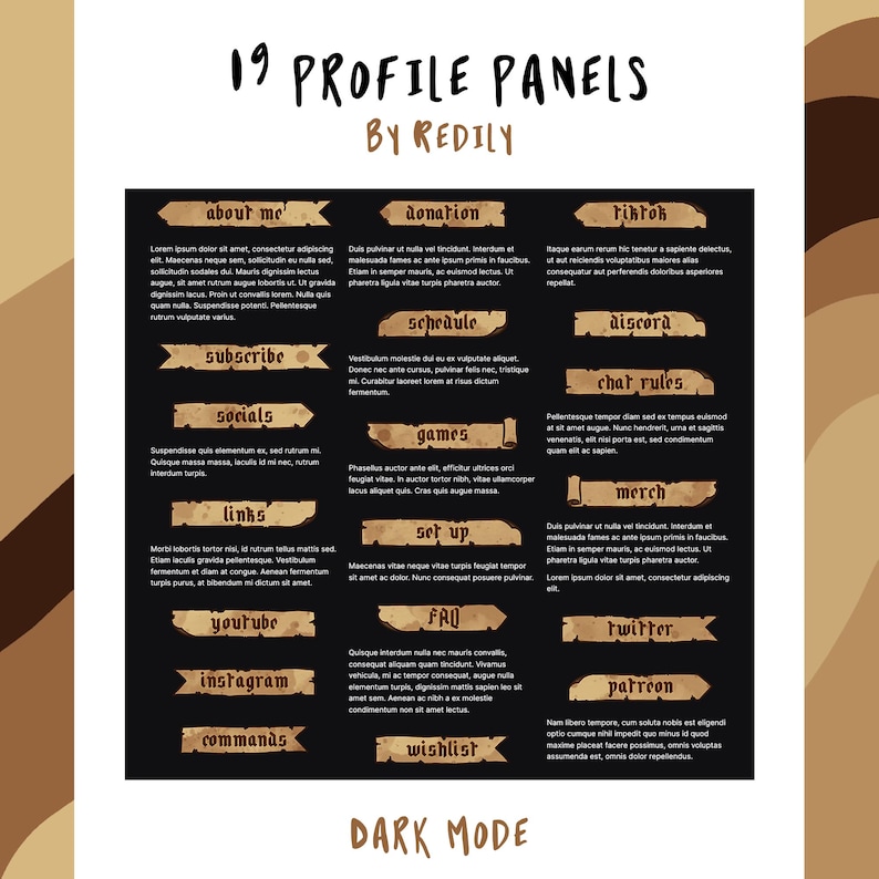 19 Vintage RPG Labels Twitch Profile Panels - Old Etiquette - Medieval ...