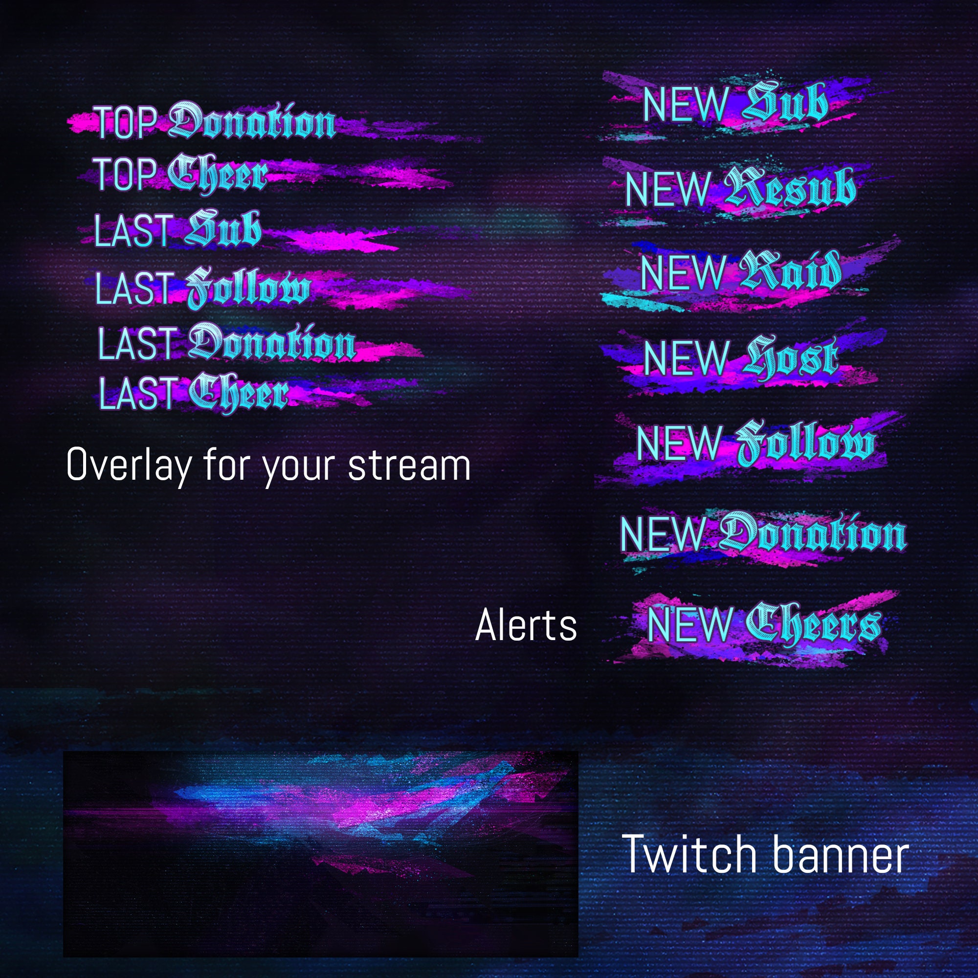 Neon Cyberpunk Twitch Pack with Animated Scenes banner | Etsy
