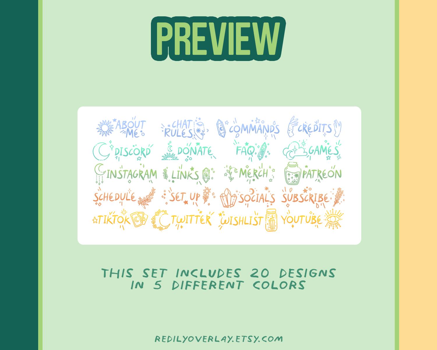 Full Twitch Bio Panel Collection - 20 Astral Panels in 5 Colors ...