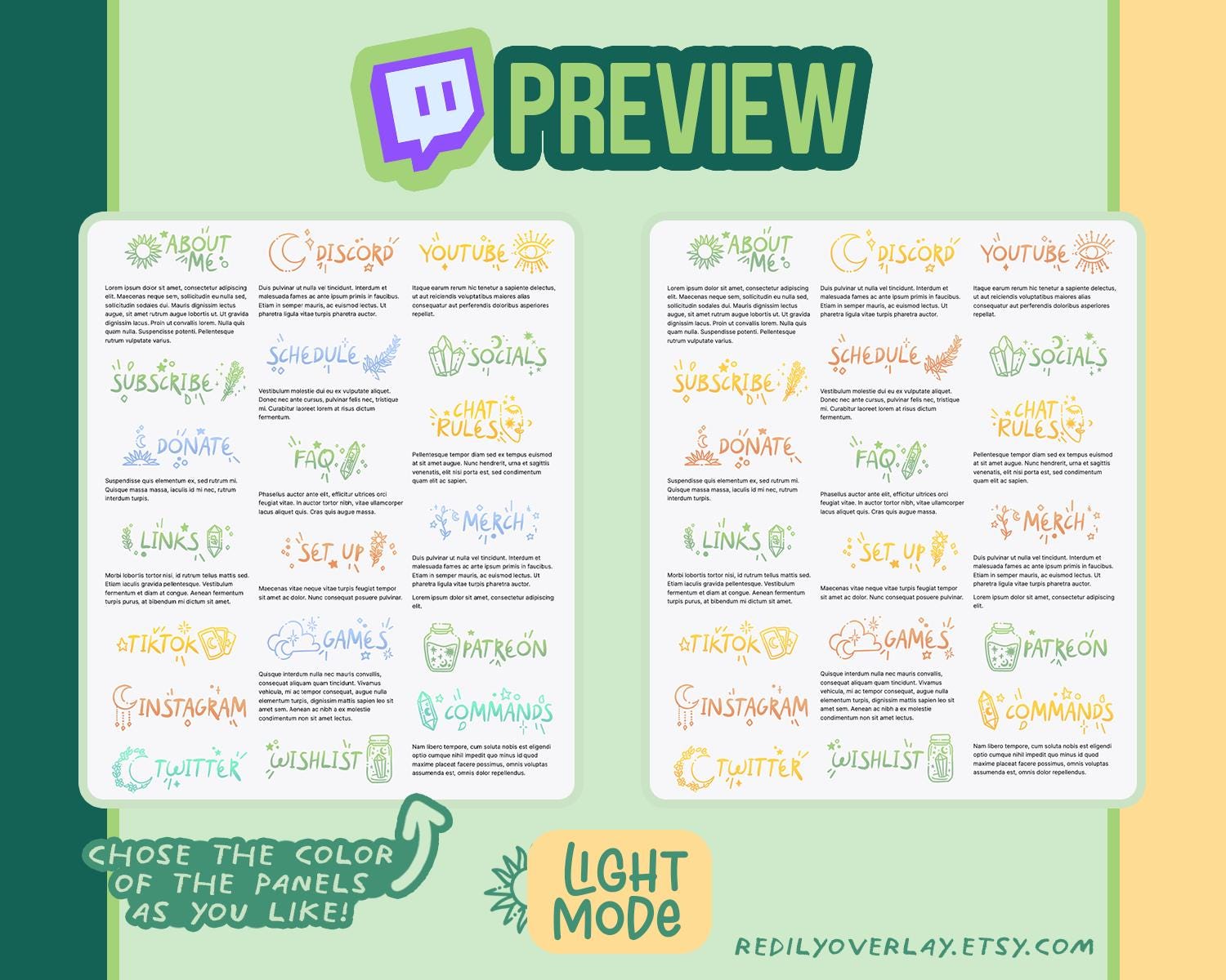 Full Twitch Bio Panel Collection - 20 Astral Panels in 5 Colors ...