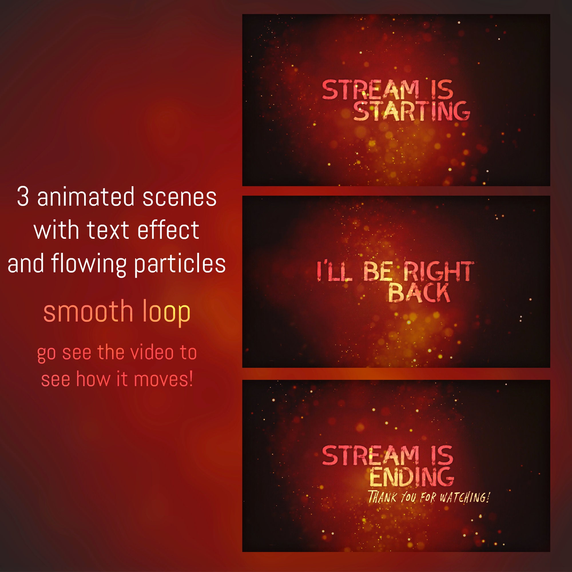Ethereal Fire Twitch Pack With Animated Scenes, Banner, Offline Screen ...