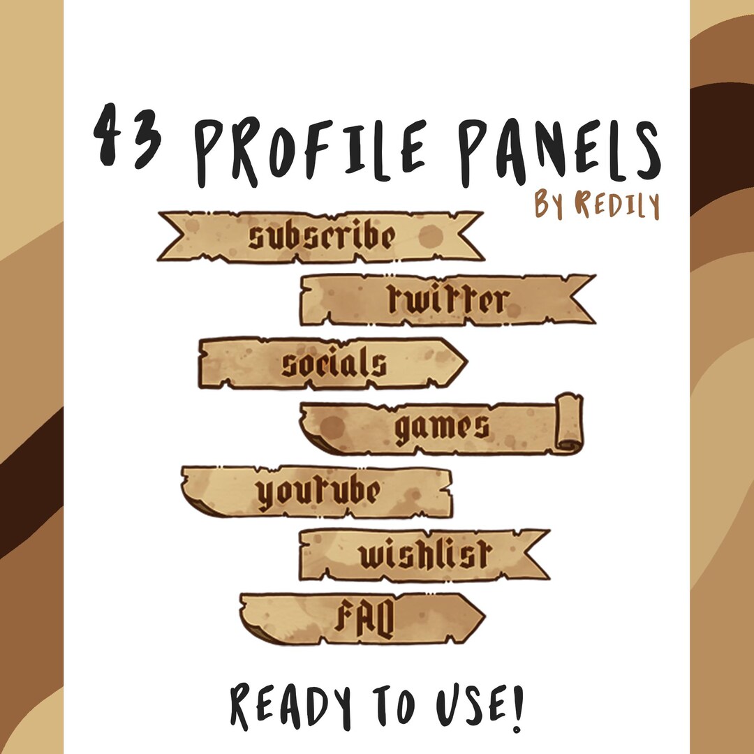 43 Vintage RPG Labels Twitch Profile Panels - Old Etiquette - Medieval ...