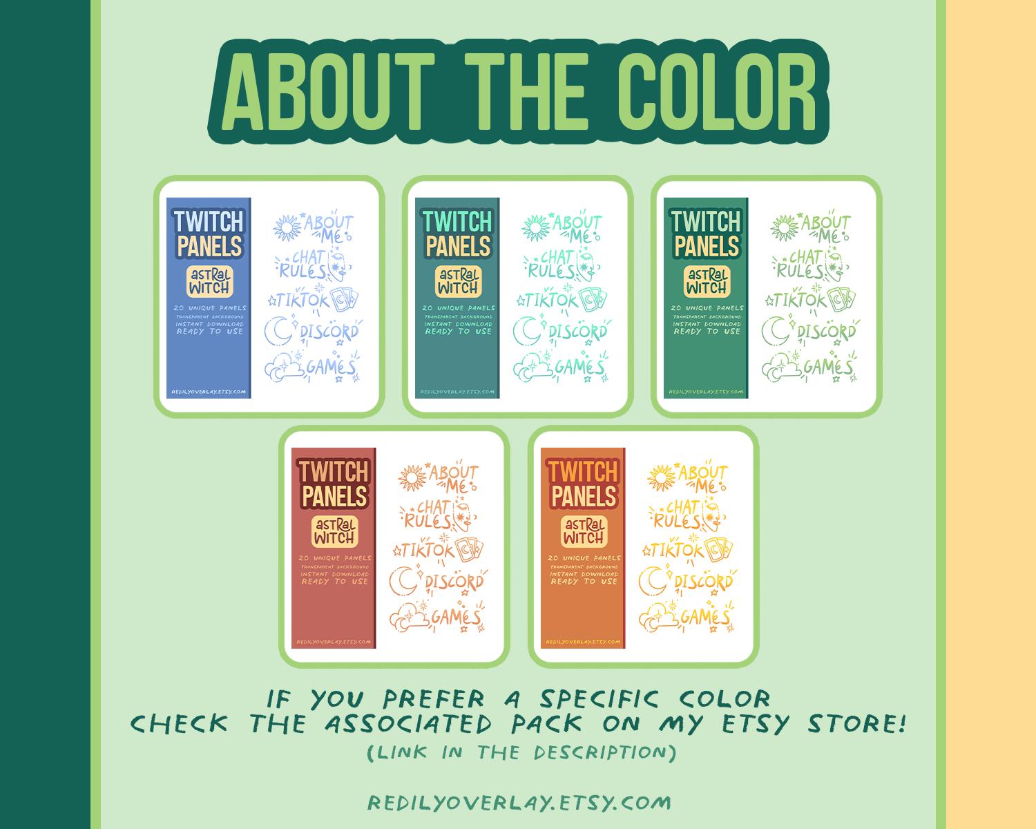 Full Twitch Bio Panel Collection 20 Astral Panels in 5 Colors Cosmic ...