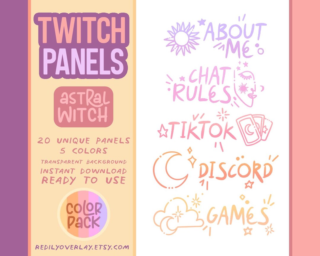 Full Twitch Bio Panel Collection - 20 Astral Panels in 5 Colors ...