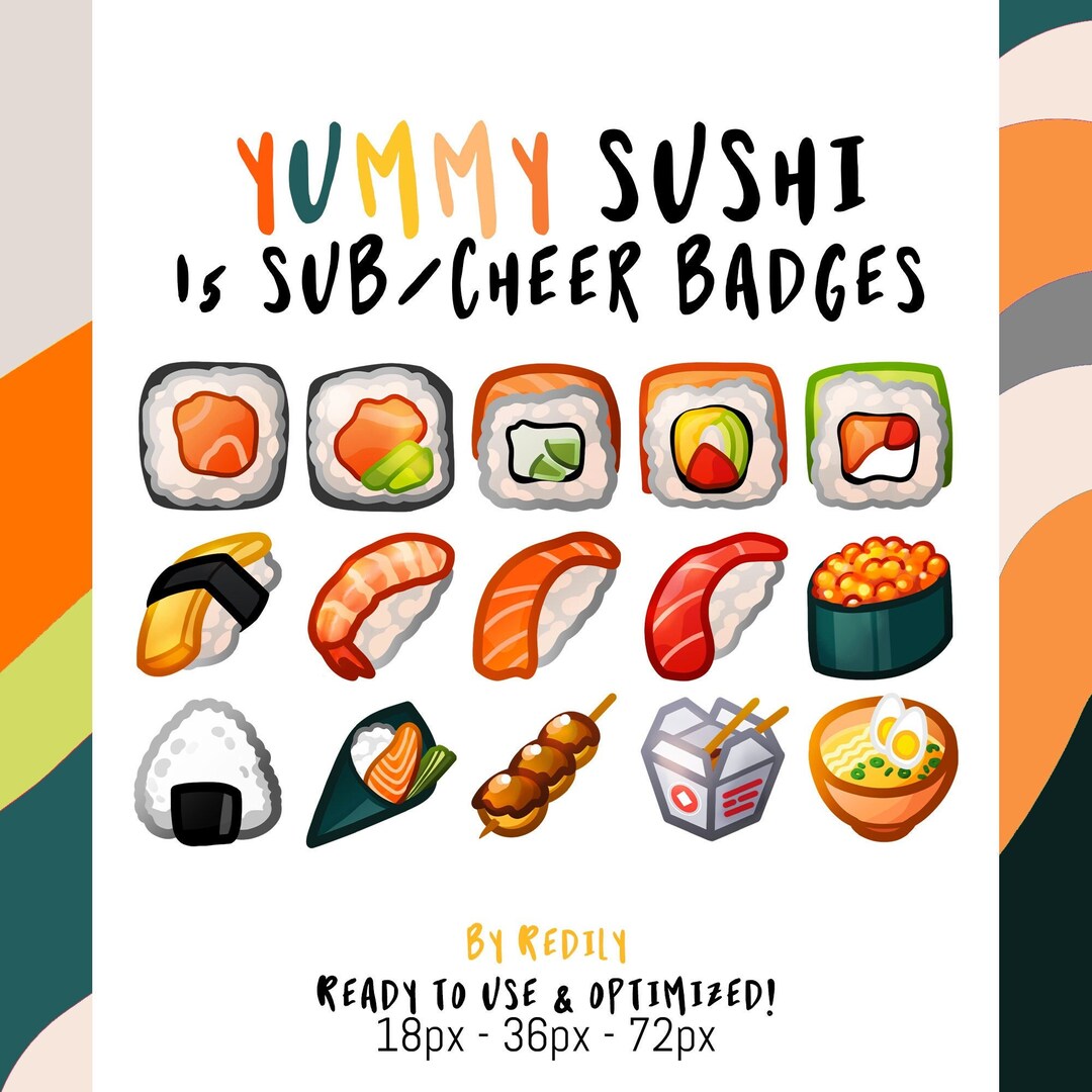 15 Yummy Japanese Sushi Sub & Cheer Badges for Twitch, Youtube and More ...