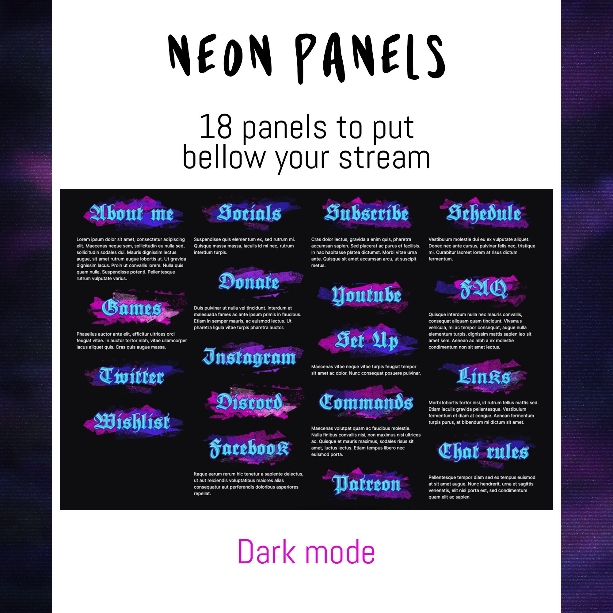 18 Neon Scratches Twitch Profile Panels - Etsy