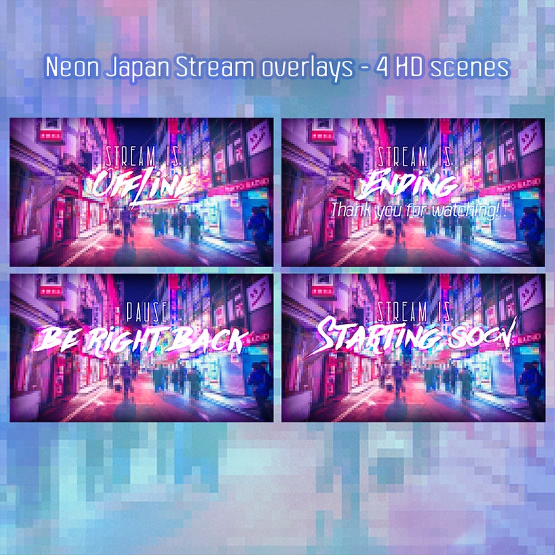 Neon Japan Stream Overlays and Scenes Pack for Twitch, Youtube ...