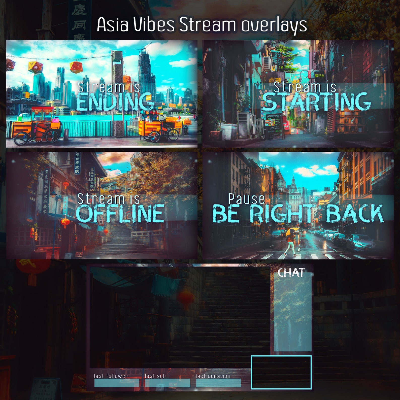 Asia Vibes Stream Overlays and Scenes pack for Twitch, Youtube ...
