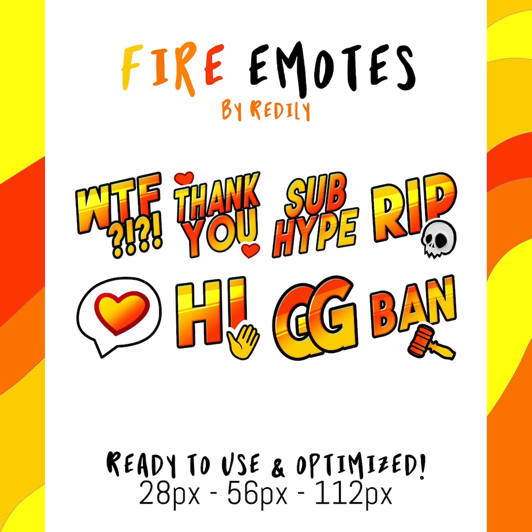 Fire Emotes X 8 - Pack for Twitch - GG - WTF - Thank You - Sub Hype ...