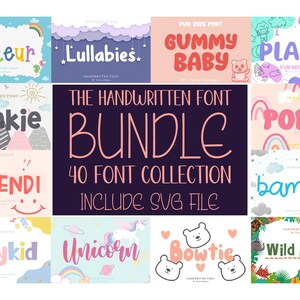 The Handwritten Font Svg Bundle, Procreate Fonts, Kids Font Svg, Fonts Svg, Planner Fonts ...