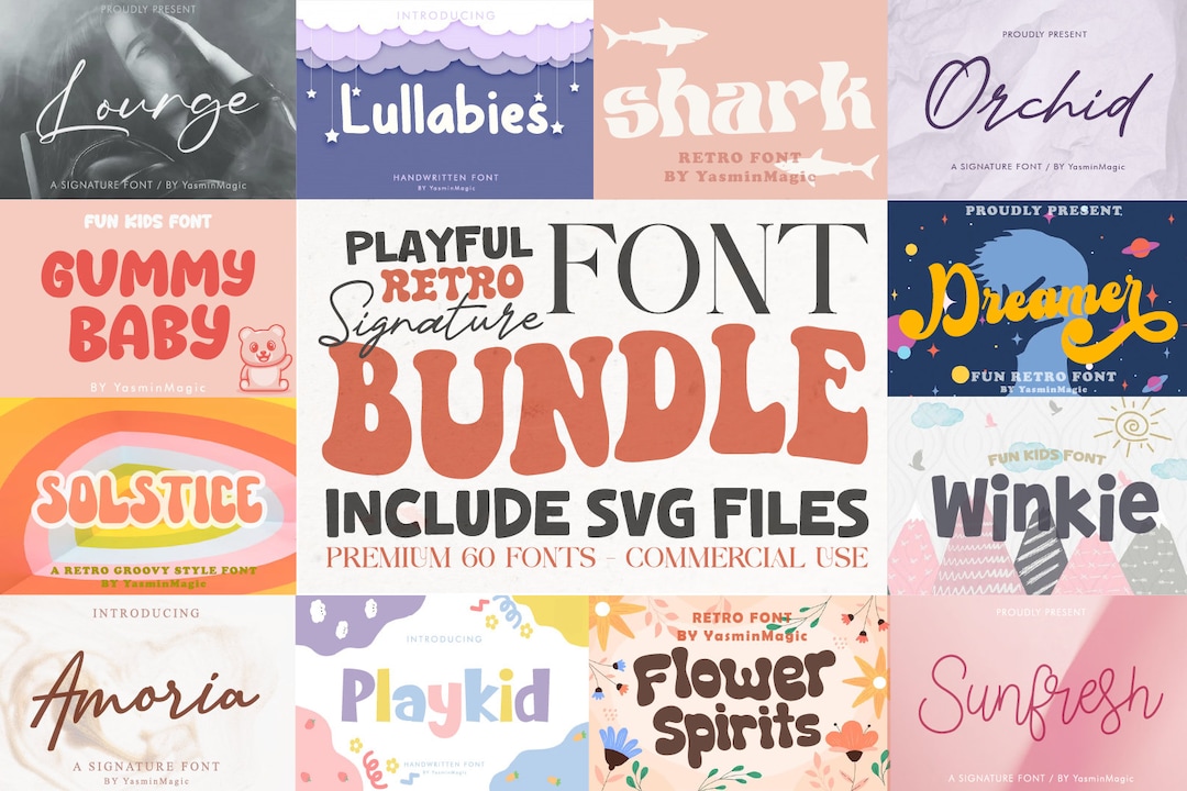 The Ultimate 60 Fonts, Font Bundle, Groovy Fonts, Retro Font ...