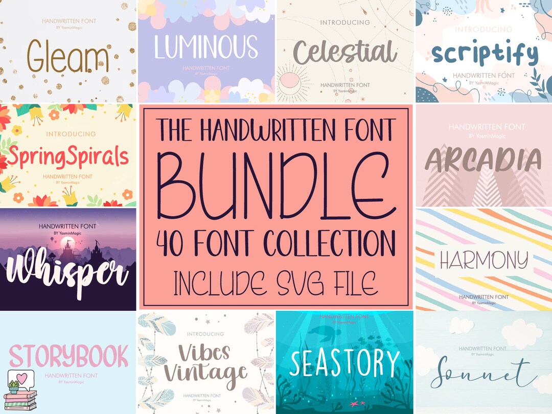 The Handwritten Font Svg Bundle, Procreate Fonts, Kids Font Svg, Fonts ...