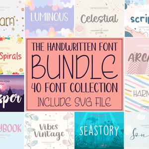 The Handwritten Font Svg Bundle, Procreate Fonts, Kids Font Svg, Fonts ...