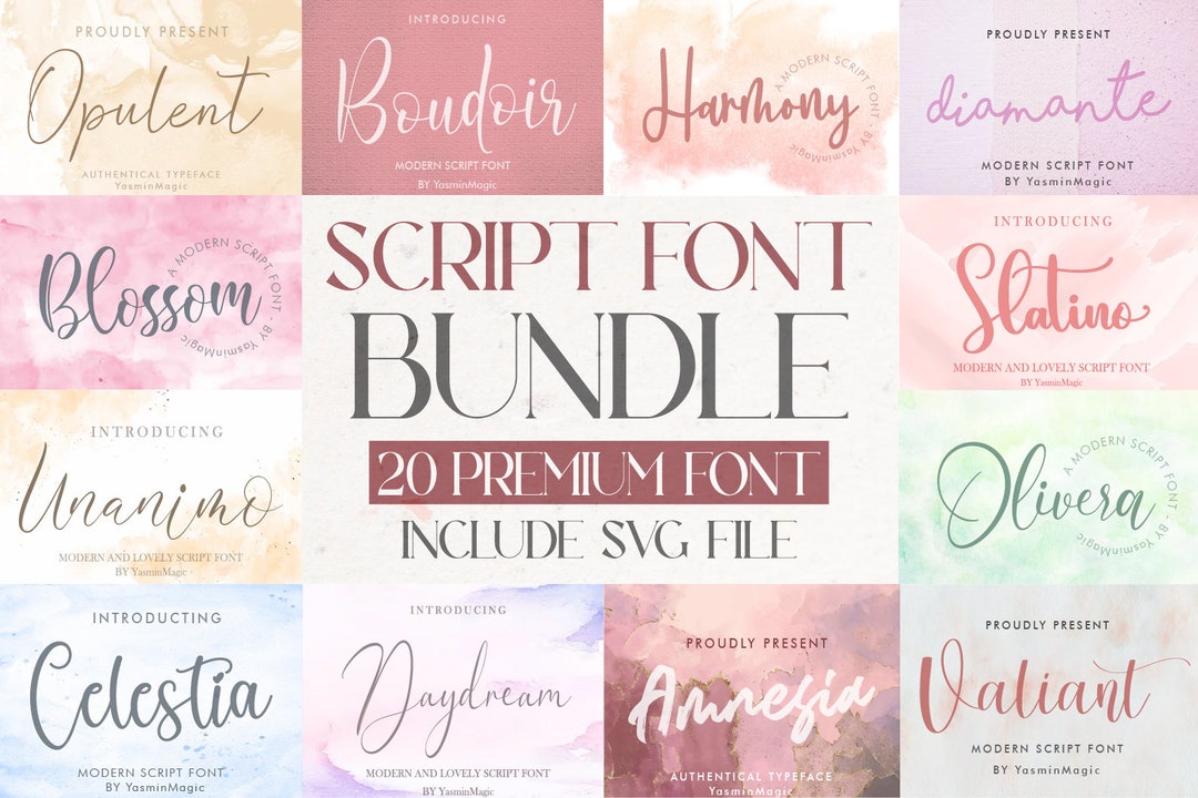 Script Font Bundle, Wedding Font Bundle, Handwritten Font, Script Font ...
