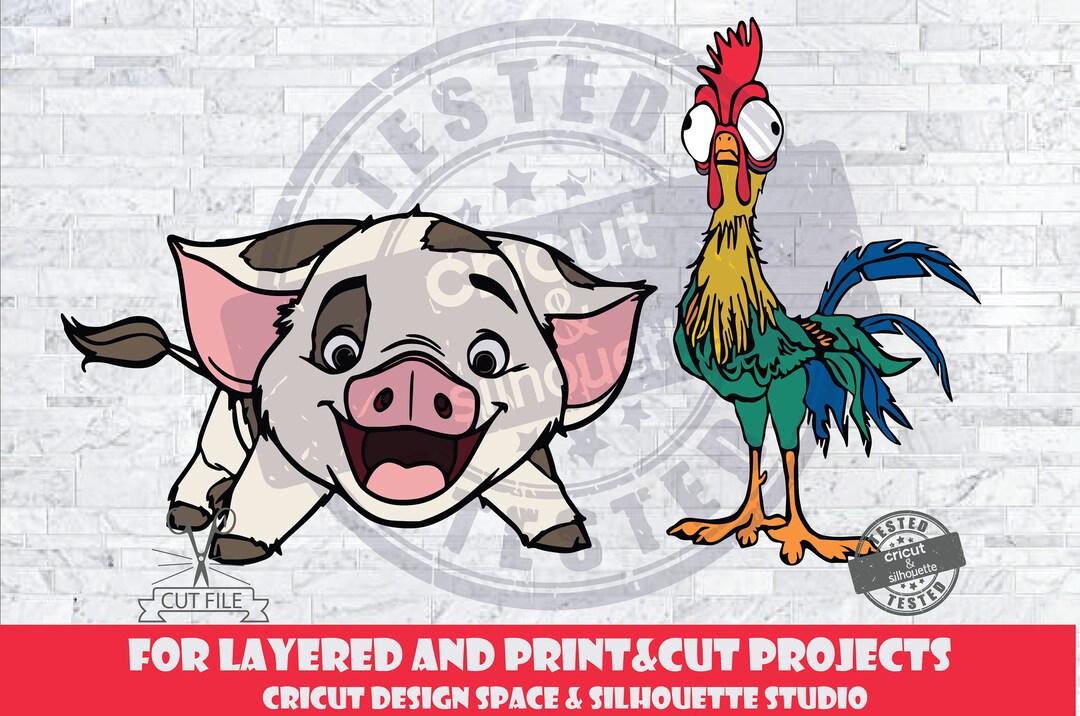 Moana SVG Hei Hei and Pua SVG Design Files for Cricut Silhouette Cut ...