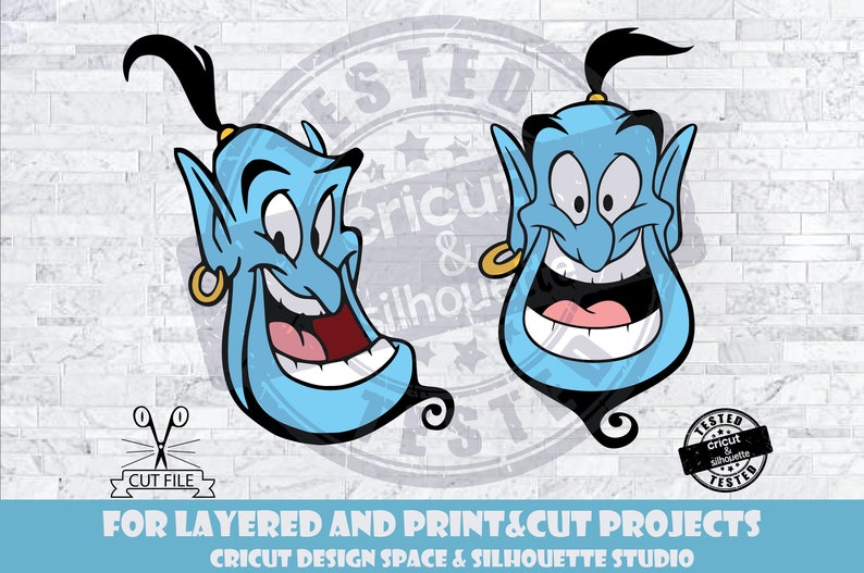 Aladdin SVG Genie SVG Design Files for Cricut Silhouette Cut | Etsy