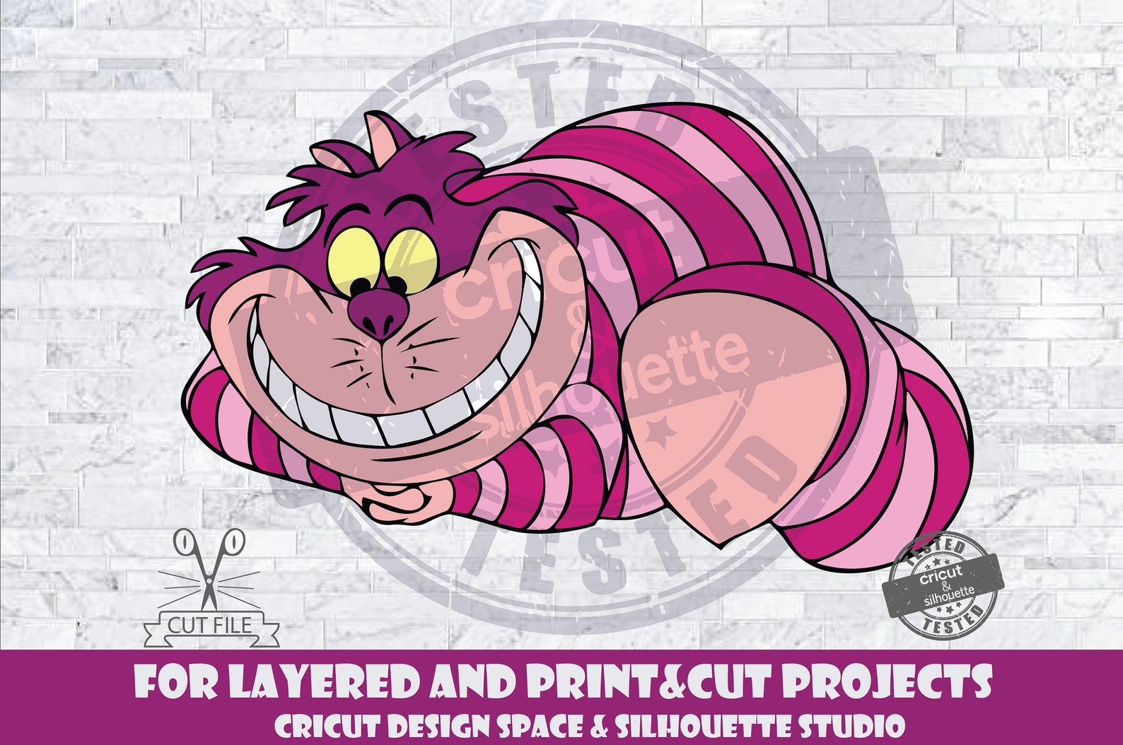 Cheshire Cat SVG Design Files for Cricut Silhouette Cut Files Layered ...