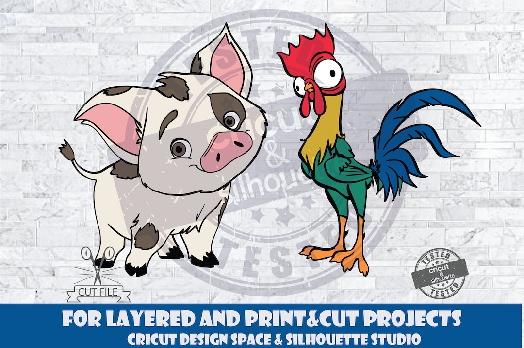 Moana SVG Hei Hei and Pua SVG Design Files for Cricut - Etsy
