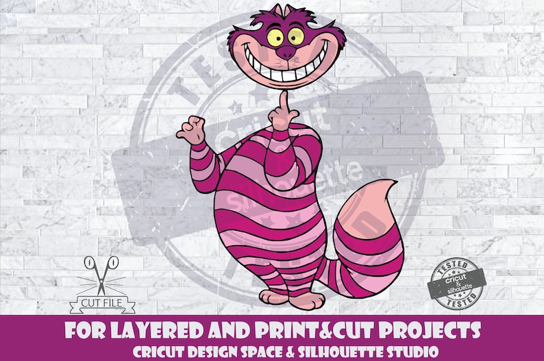 Cheshire Cat SVG Design Files for Cricut Silhouette Cut Files Layered ...