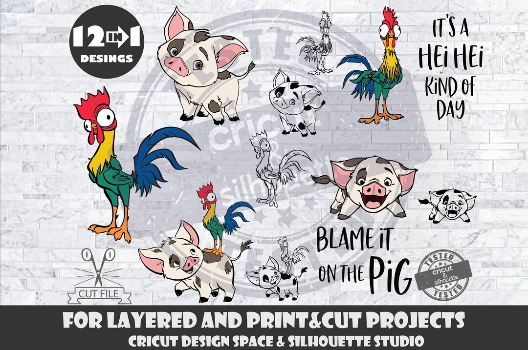 Moana SVG Hei Hei and Pua Bundle SVG Design Files for Cricut Silhouette ...