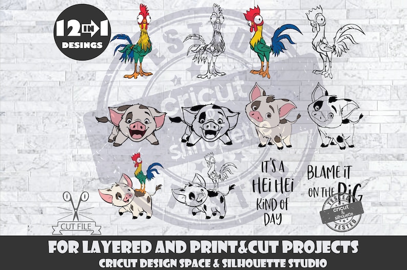 Moana SVG Hei Hei and Pua Bundle SVG Design Files for Cricut Silhouette ...