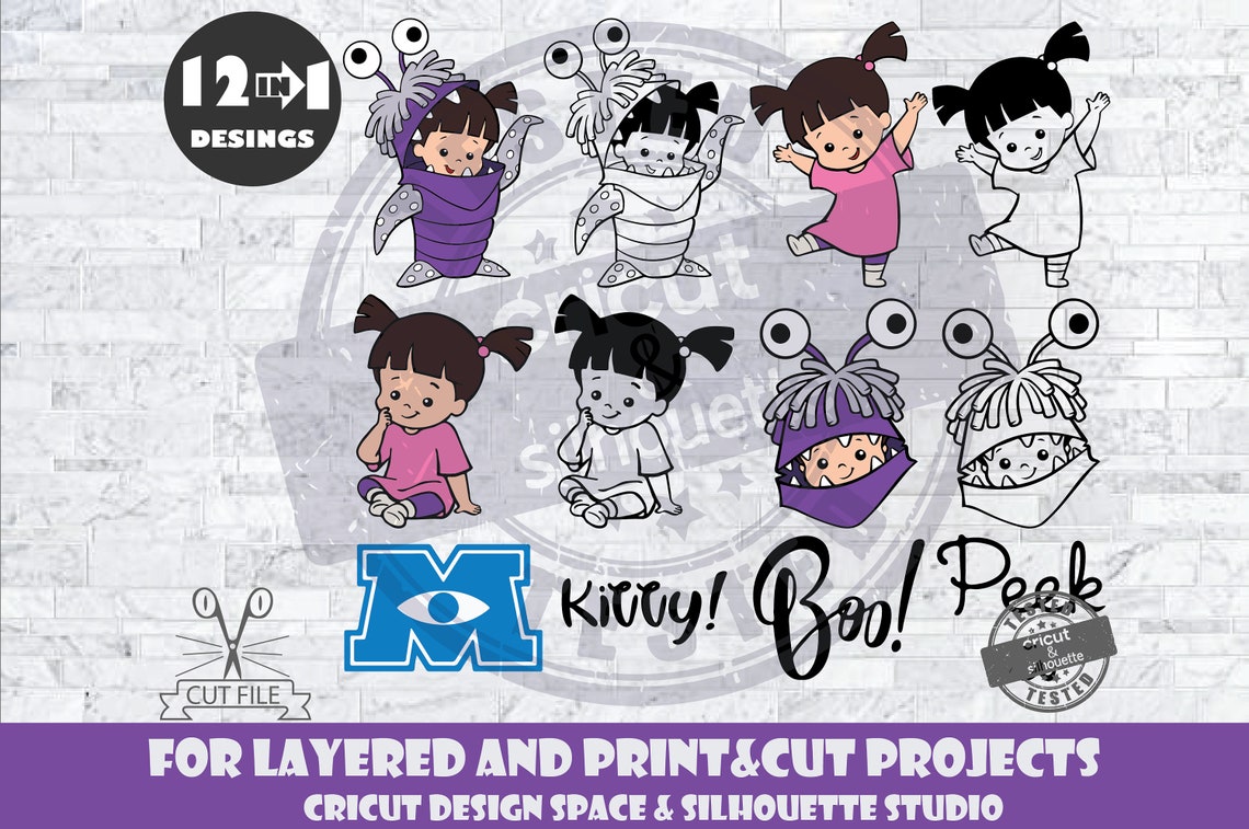 Monsters Inc SVG Boo Bundle SVG Design Files for Cricut Silhouette Cut ...