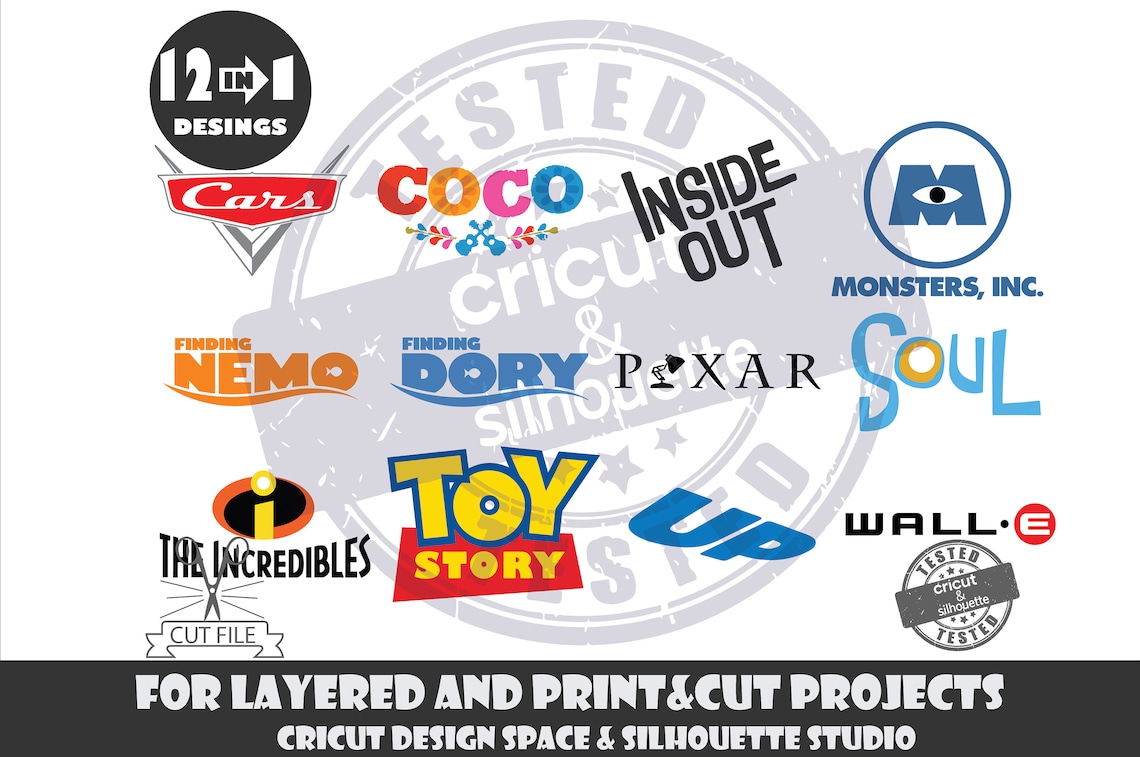 Pixar Movies Logos SVG Design Files for Cricut Silhouette Cut Files ...