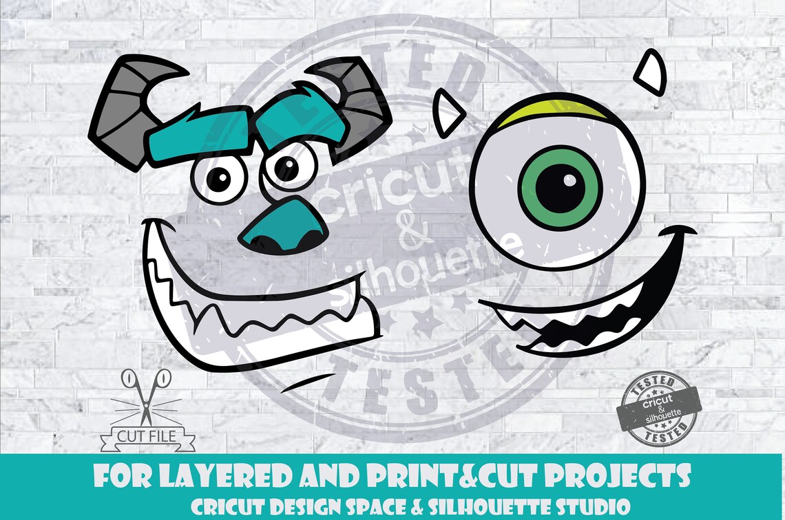 Monsters Inc SVG Mike and Sully SVG Design Files for Cricut - Etsy