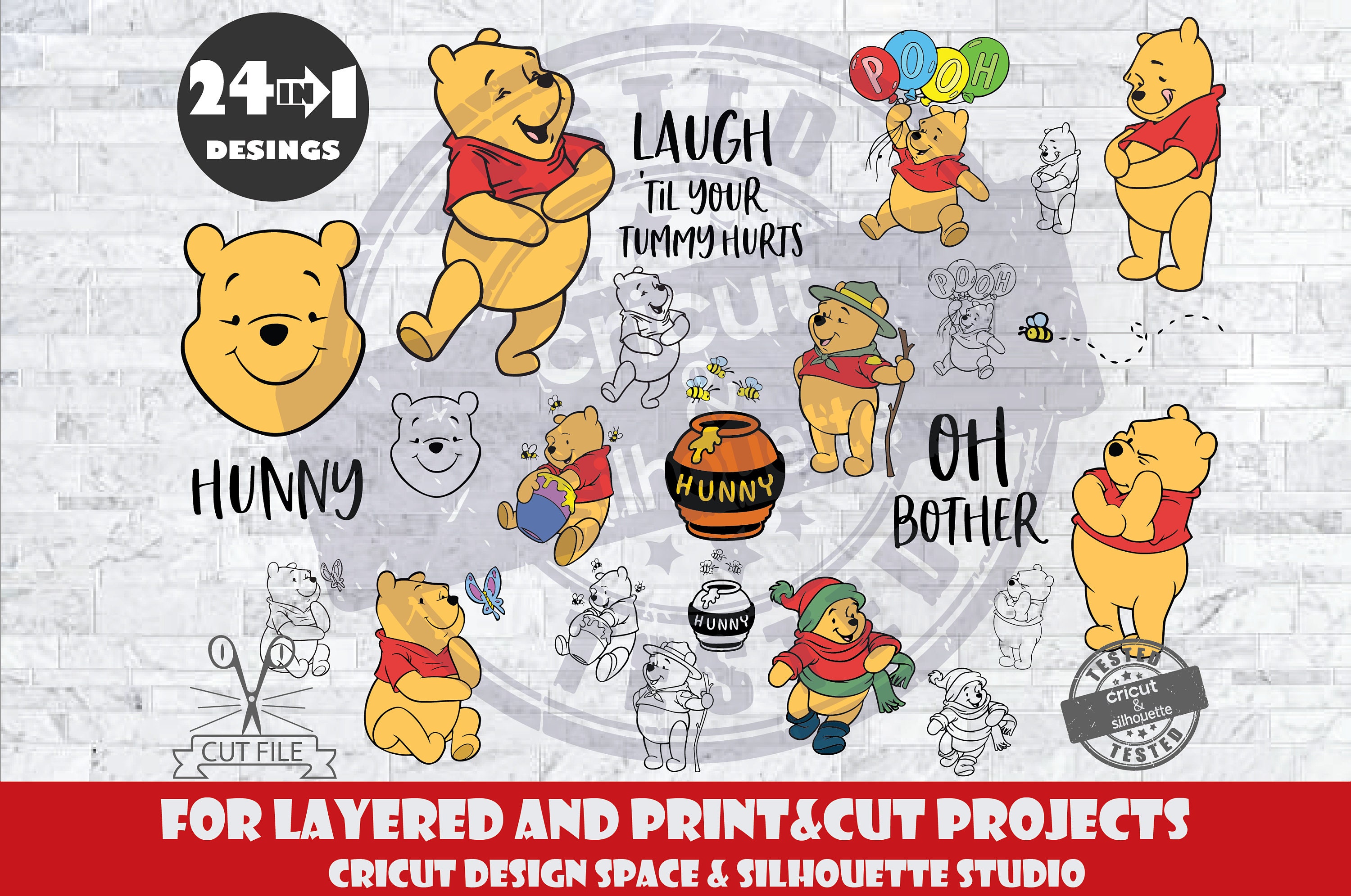 Winnie the Pooh Bundle SVG Design Files for Cricut Silhouette - Etsy UK