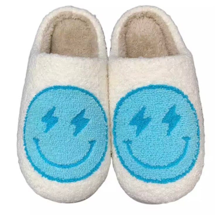 Pink/blue Smiley Face Slippers Lighting Bolt Slippers - Etsy