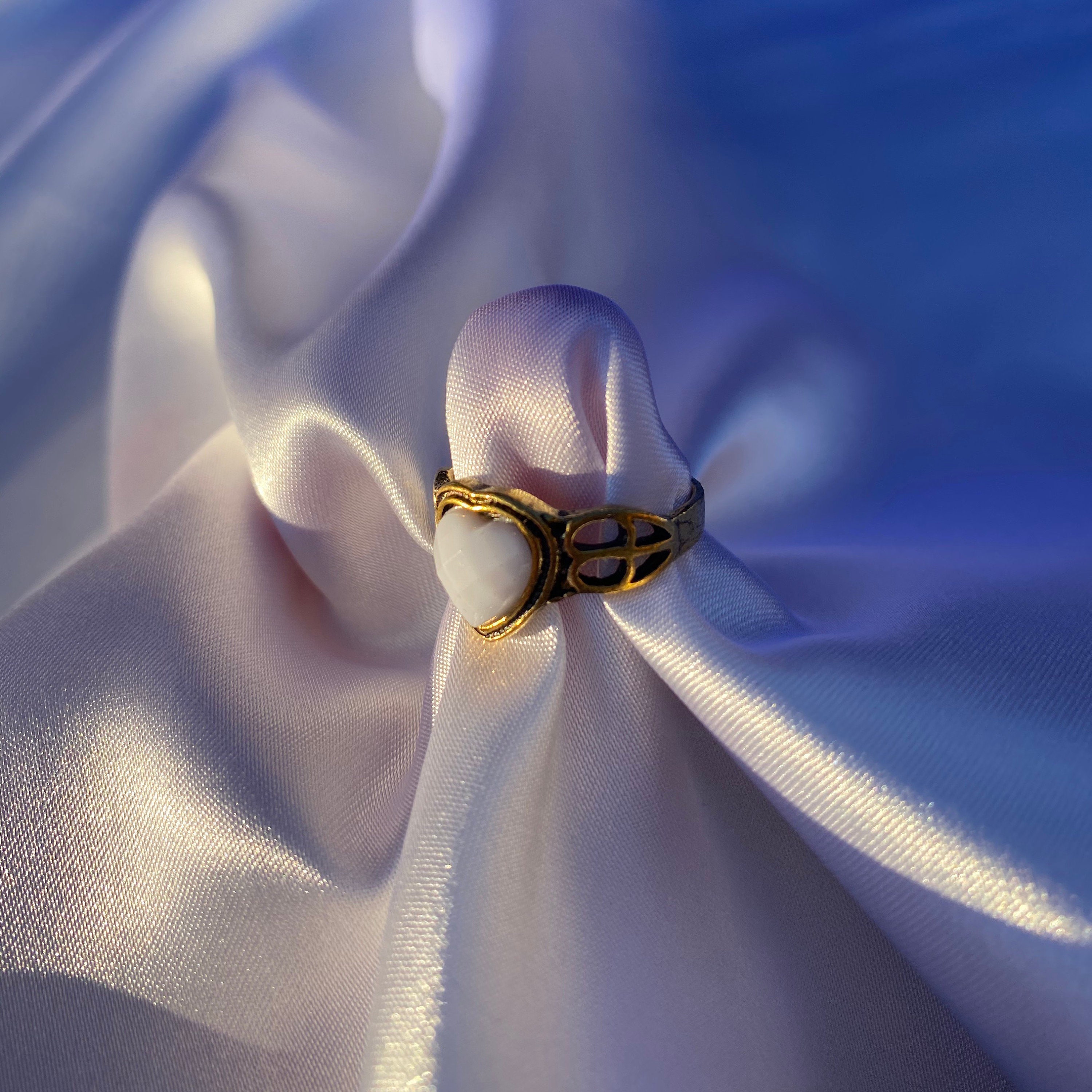 Gold Heart Ring Love Heart Ring Cute Heart Ring Pearl Ring - Etsy