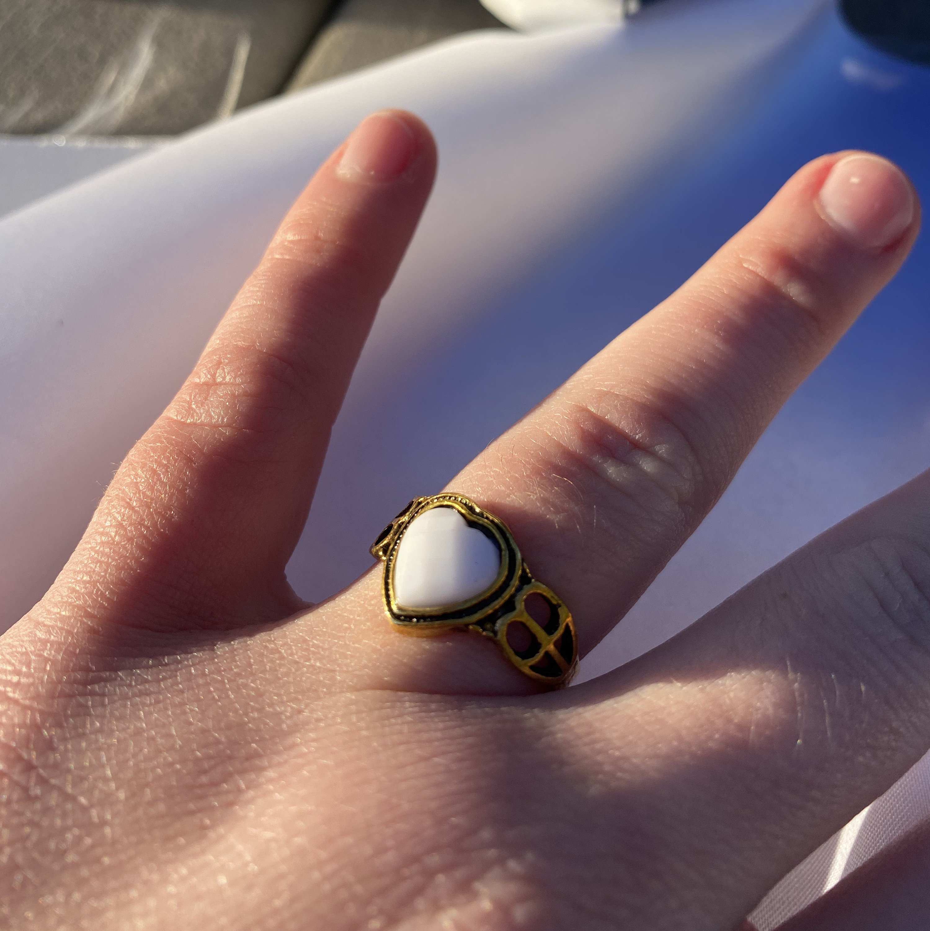 Gold Heart Ring Love Heart Ring Cute Heart Ring Pearl Ring - Etsy