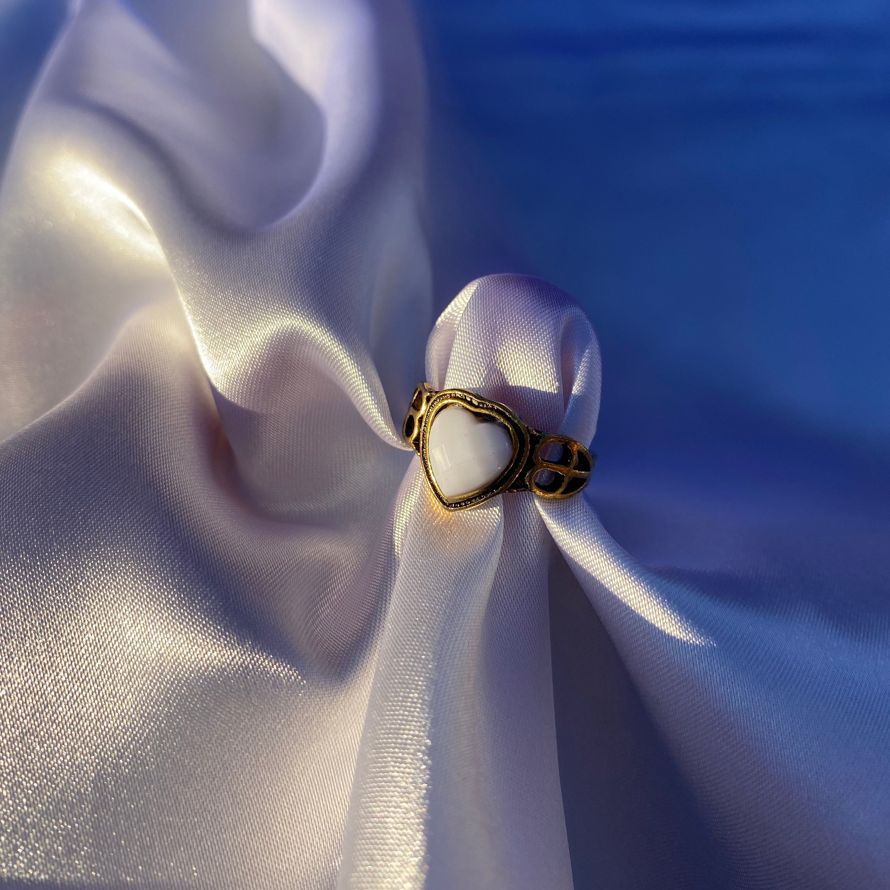 Gold Heart Ring Love Heart Ring Cute Heart Ring Pearl Ring - Etsy