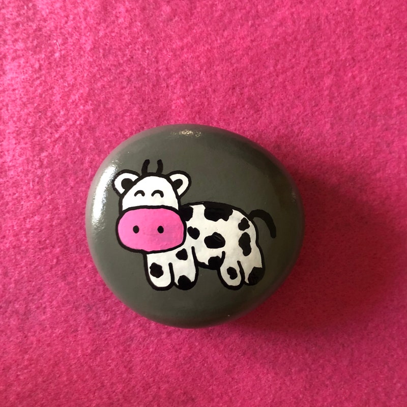Painted Cow on Rock - Etsy