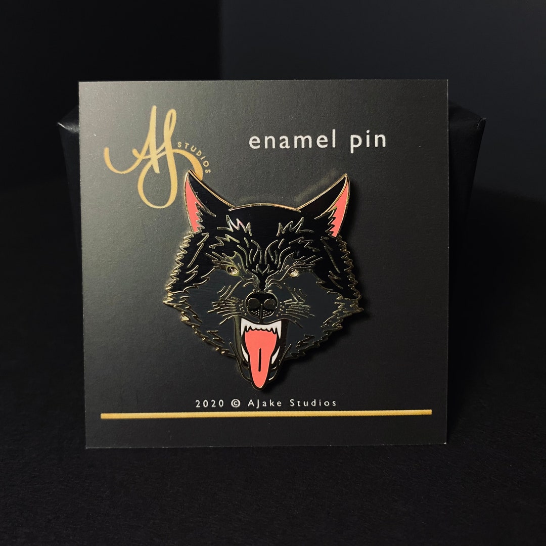 Black Wolf Hard Enamel Pin - Etsy