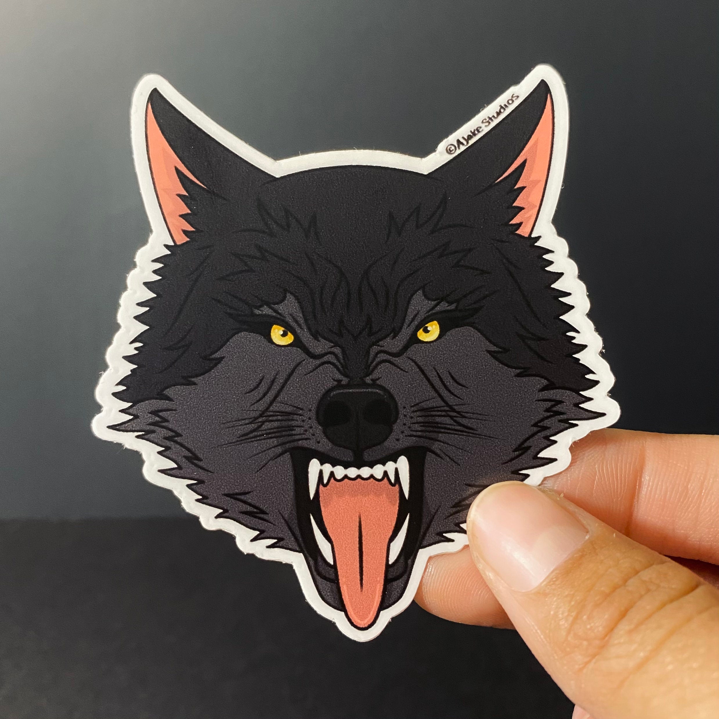 Lobo pegatina resistente a la intemperie mate vinilo negro lobo gris ...