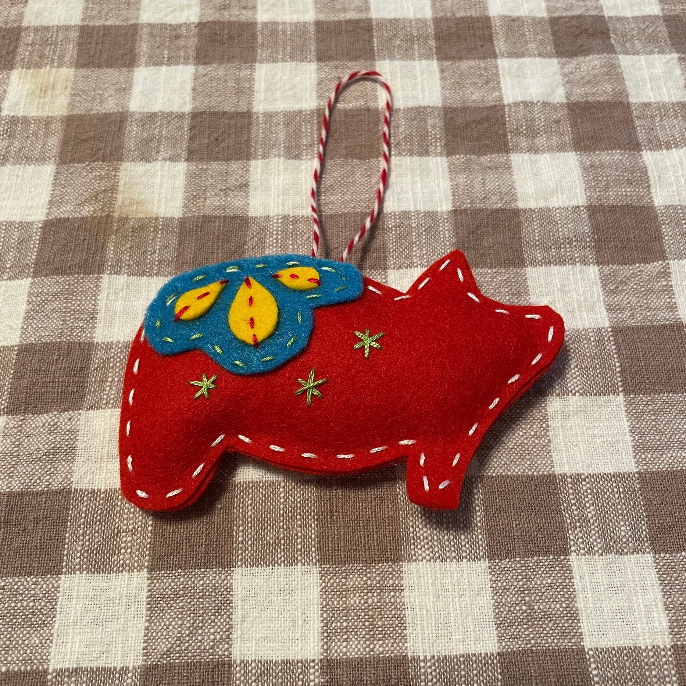Scandinavian Dala Pig Christmas Ornament - Etsy
