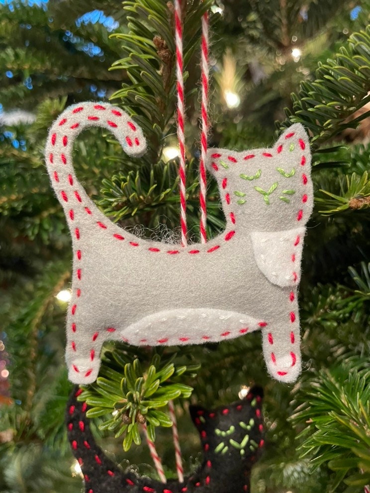 Handmade Felt Cat Christmas Ornament - Etsy