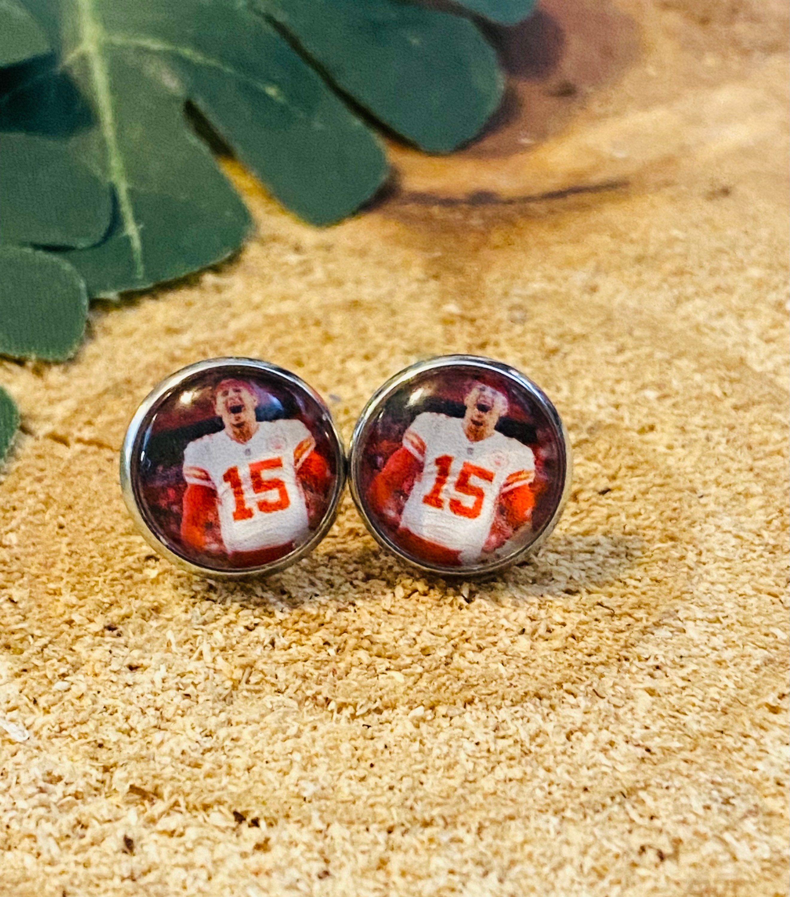12mm Travis Kelce Patrick Mahomes Stud Earrings, Kansas City Chiefs ...