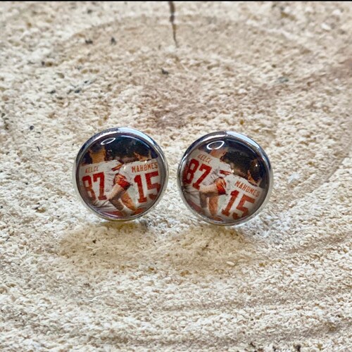 12mm Travis Kelce Patrick Mahomes Stud Earrings Kansas City - Etsy