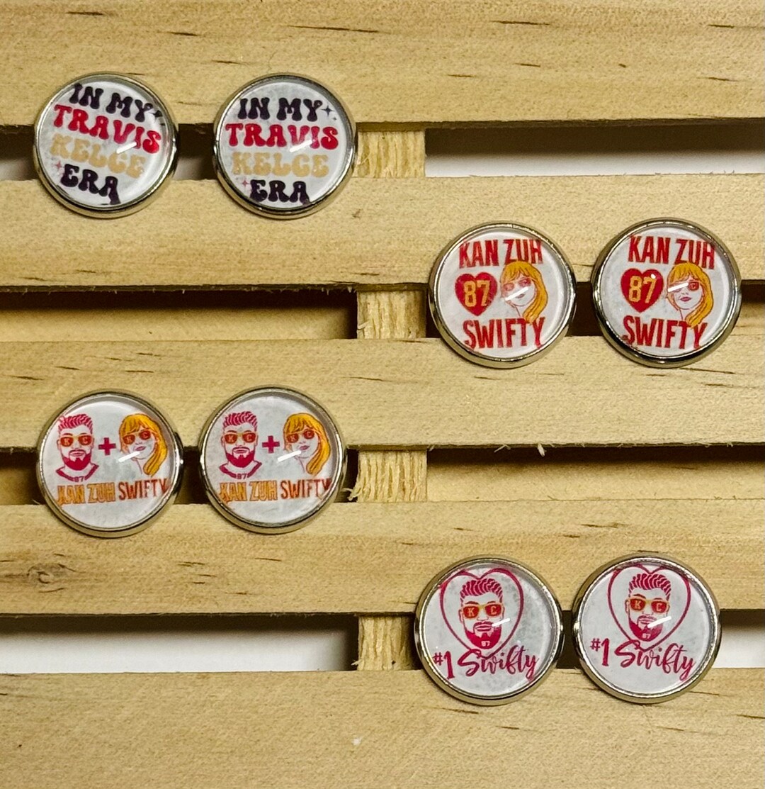 Travis Kelce and Taylor Swift 12mm Earrings, Swifty Gifty, Chiefs Fan ...