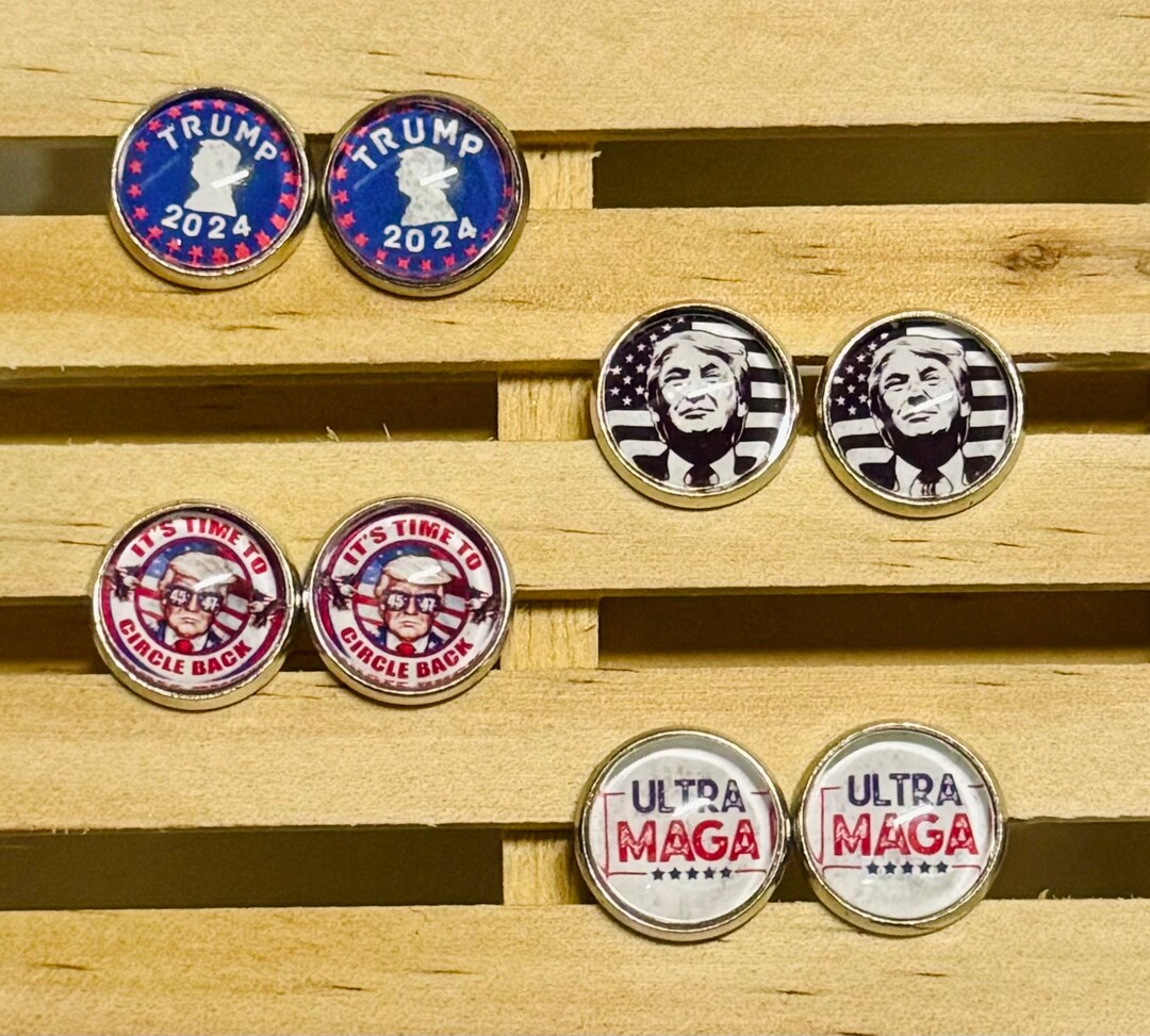 Trump 2024 Stud Earrings, Ultra MAGA, Patriot, Take America Back ...