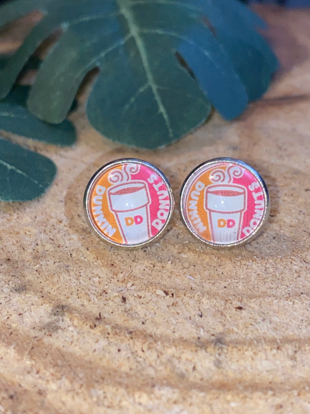 12mm Dunkin Donuts Studs, Stocking Stuffer - Etsy
