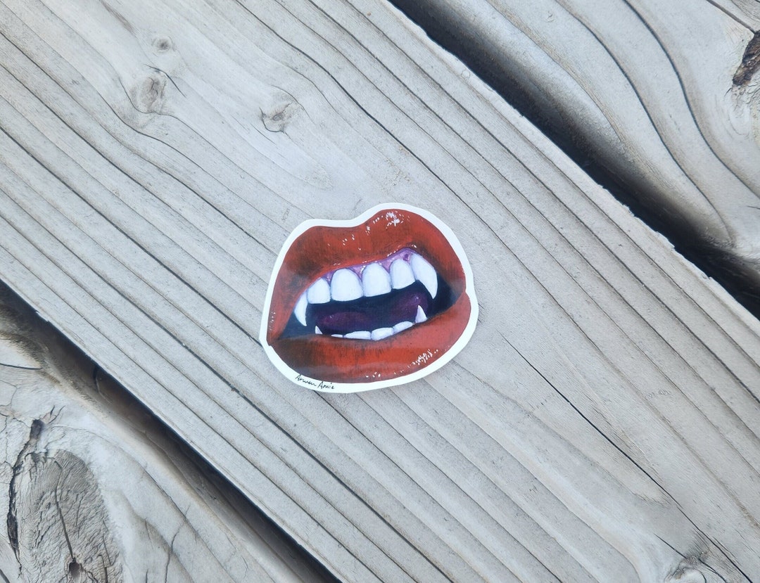 Vampire Lips Vinyl Sticker Glossy Decal for Laptop, Water Bottle ...