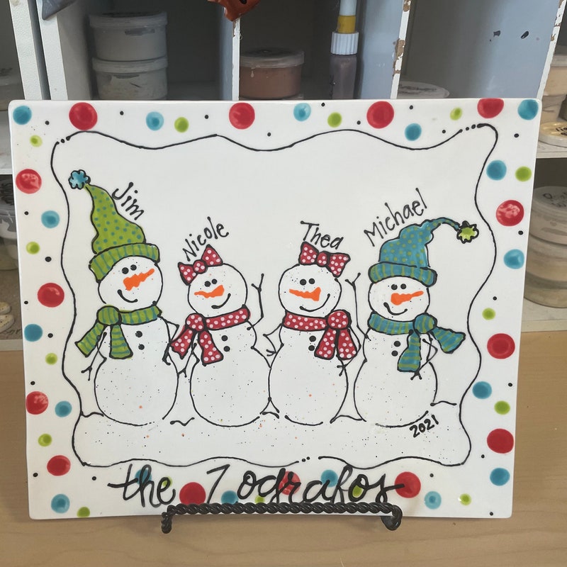 Snowman Ceramic Platter - Etsy