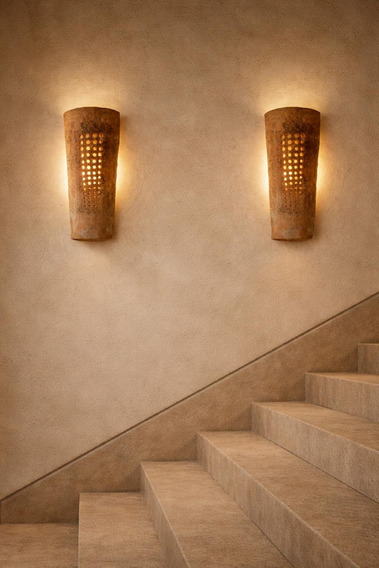 Handcrafted Terracotta Wall Light – Artisan Clay Sconce | Wabi-sabi ...