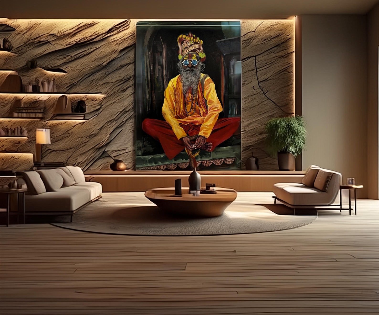 Large Original Pujari Paintings on Canvas Beige Oil Painting Modern ...