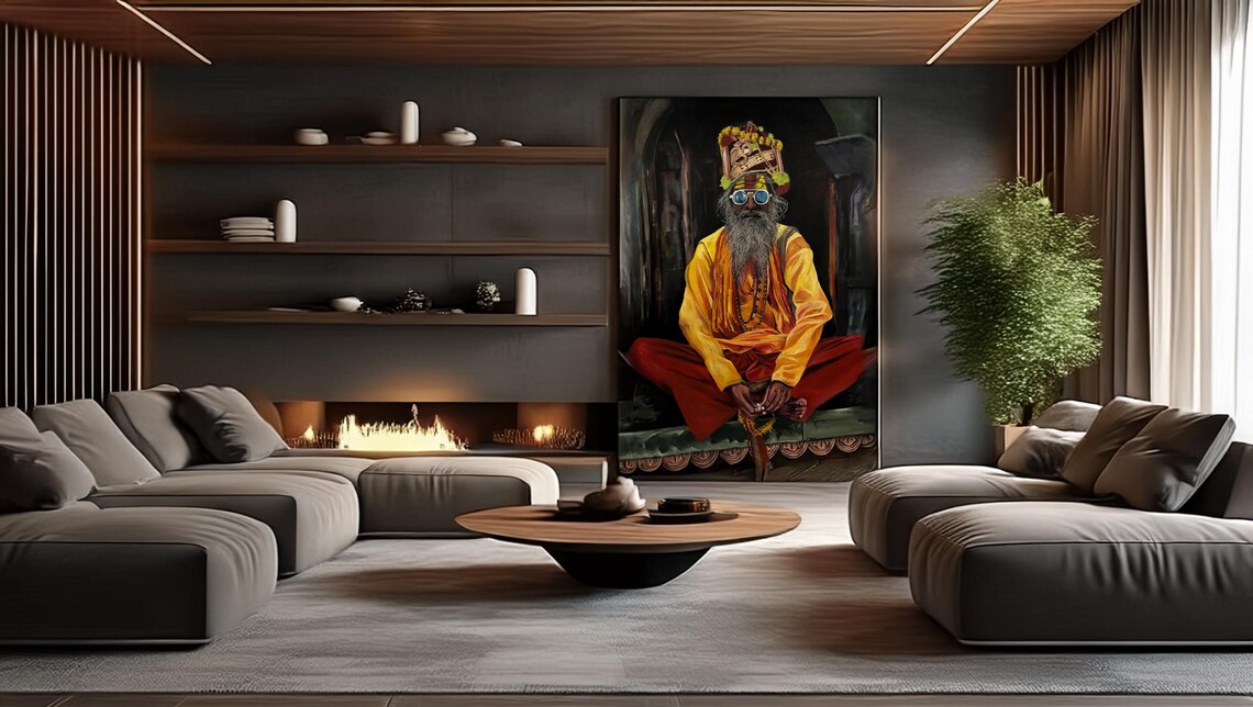 Large Original Pujari Paintings on Canvas Beige Oil Painting Modern ...