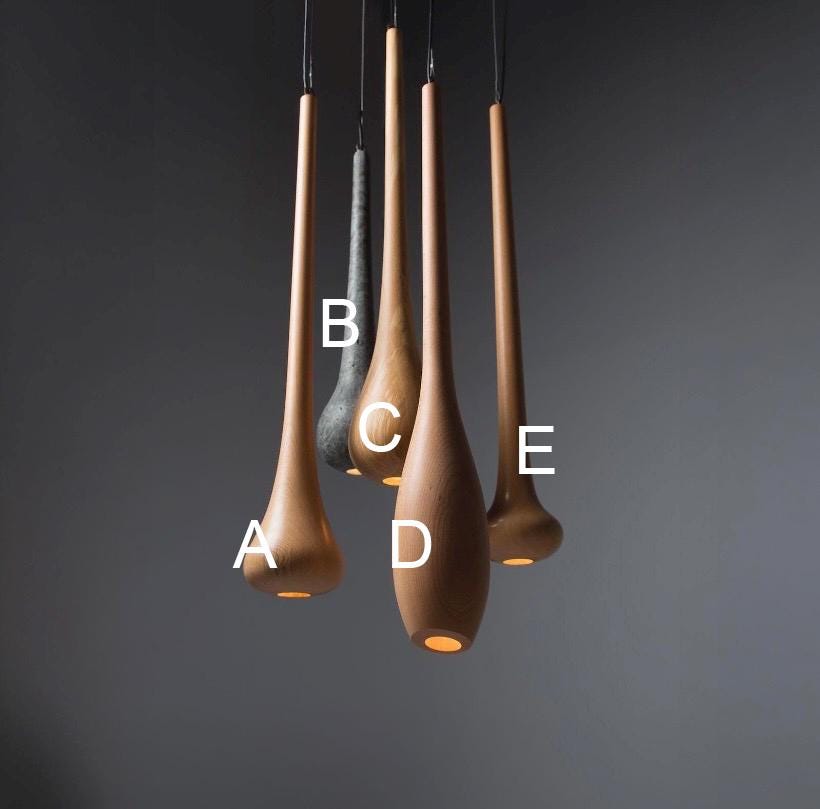 Handcrafted Wooden Pendant Light Rustic Hanging Lamp Made From Natural ...