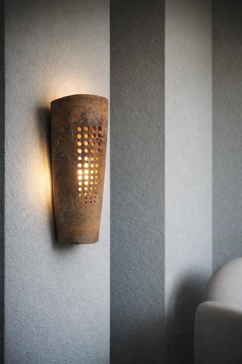 Handcrafted Terracotta Wall Light – Artisan Clay Sconce | Wabi-sabi ...
